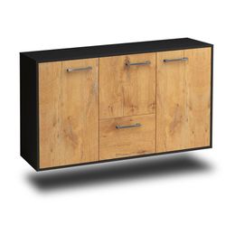 Stil.Zeit Sideboard Vancouver | Korpus Anthrazit | Eiche hängend mit Griffen (136x79x35cm)