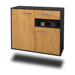 Stil.Zeit Sideboard Augusta | Korpus Anthrazit | Eiche hängend mit Griffen (92x79x35cm)