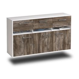 Stil.Zeit Sideboard Joliet | Korpus Weiß | Treibholz hängend mit Griffen (136x79x35cm)