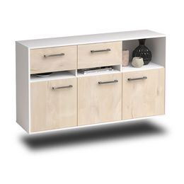 Stil.Zeit Sideboard Enterprise | Korpus Weiß | Zeder hängend mit Griffen (136x79x35cm)