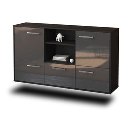 Stil.Zeit Sideboard Grand Prairie | Korpus Anthrazit | Grau hängend mit Griffen (136x79x35cm)