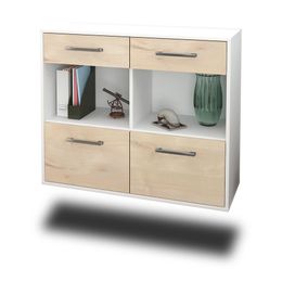 Stil.Zeit Sideboard Mobile | Korpus Weiß | Zeder hängend mit Griffen (92x79x35cm)