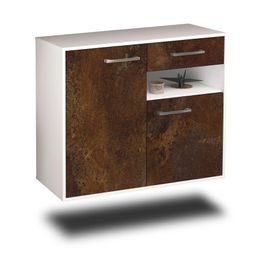 Stil.Zeit Sideboard Augusta | Korpus Weiß | Rost hängend mit Griffen (92x79x35cm)