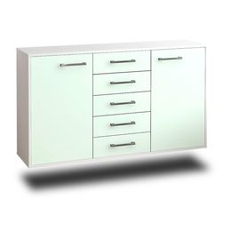 Stil.Zeit Sideboard Pembroke Pines | Korpus Weiß | Mint hängend mit Griffen (136x79x35cm)