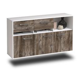 Stil.Zeit Sideboard Enterprise | Korpus Weiß | Treibholz hängend mit Griffen (136x79x35cm)