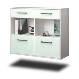 Stil.Zeit Sideboard Mobile | Korpus Weiß | Mint hängend mit Griffen (92x79x35cm)