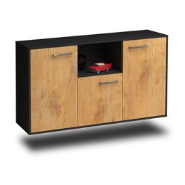 Stil.Zeit Sideboard Overland Park | Korpus Anthrazit | Eiche hängend mit Griffen (136x79x35cm)