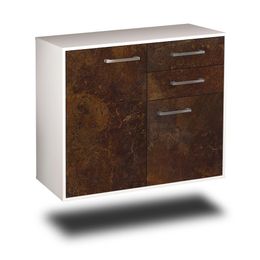 Stil.Zeit Sideboard Huntington Beach | Korpus Weiß | Rost hängend mit Griffen (92x79x35cm)