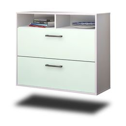 Stil.Zeit Sideboard Spring Valley | Korpus Weiß | Mint hängend mit Griffen (92x79x35cm)