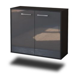 Stil.Zeit Sideboard Hialeah | Korpus Anthrazit | Grau hängend mit Griffen (92x79x35cm)