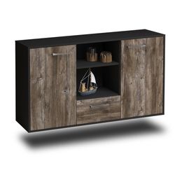 Stil.Zeit Sideboard Oceanside | Korpus Anthrazit | Treibholz hängend mit Griffen (136x79x35cm)