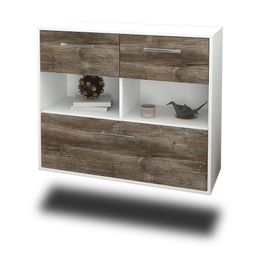 Stil.Zeit Sideboard Newport News | Korpus Weiß | Treibholz hängend mit Griffen (92x79x35cm)