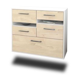 Stil.Zeit Sideboard Fayetteville | Korpus Weiß | Zeder hängend mit Griffen (92x79x35cm)