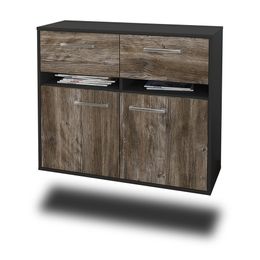 Stil.Zeit Sideboard Akron | Korpus Anthrazit | Treibholz hängend mit Griffen (92x79x35cm)