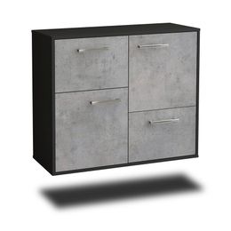 Stil.Zeit Sideboard Fremont | Korpus Anthrazit | Beton hängend mit Griffen (92x79x35cm)