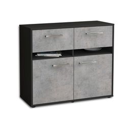 Stil.Zeit Sideboard Clea | Korpus Anthrazit | Beton mit Griffen (92x79x35cm)