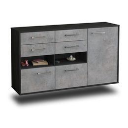 Stil.Zeit Sideboard Santa Rosa | Korpus Anthrazit | Beton hängend mit Griffen (136x79x35cm)