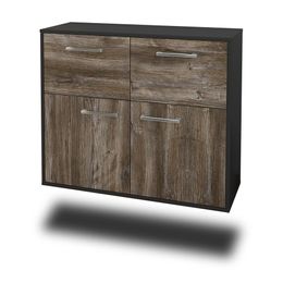 Stil.Zeit Sideboard Gilbert | Korpus Anthrazit | Treibholz hängend mit Griffen (92x79x35cm)