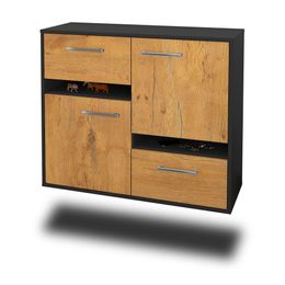 Stil.Zeit Sideboard Irvine | Korpus Anthrazit | Eiche hängend mit Griffen (92x79x35cm)