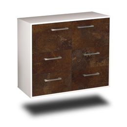 Stil.Zeit Sideboard Worcester | Korpus Weiß | Rost hängend mit Griffen (92x79x35cm)