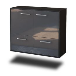 Stil.Zeit Sideboard Montgomery | Korpus Anthrazit | Grau hängend mit Griffen (92x79x35cm)