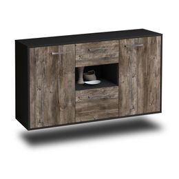 Stil.Zeit Sideboard Tallahassee | Korpus Anthrazit | Treibholz hängend mit Griffen (136x79x35cm)