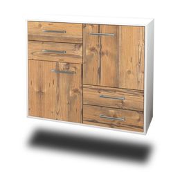 Stil.Zeit Sideboard Little Rock | Korpus Weiß | Pinie hängend mit Griffen (92x79x35cm)