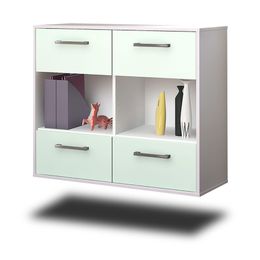 Stil.Zeit Sideboard Providence | Korpus Weiß | Mint hängend mit Griffen (92x79x35cm)