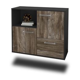 Stil.Zeit Sideboard Boise | Korpus Anthrazit | Treibholz hängend mit Griffen (92x79x35cm)