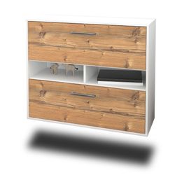 Stil.Zeit Sideboard Jackson | Korpus Weiß | Pinie hängend mit Griffen (92x79x35cm)