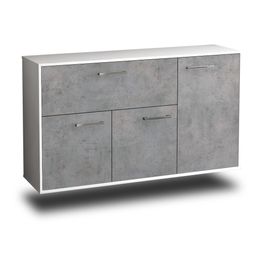 Stil.Zeit Sideboard Naperville | Korpus Weiß | Beton hängend mit Griffen (136x79x35cm)