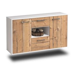 Stil.Zeit Sideboard Pasadena | Korpus Weiß | Pinie hängend mit Griffen (136x79x35cm)