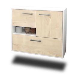 Stil.Zeit Sideboard Santa Clarita | Korpus Weiß | Zeder hängend mit Griffen (92x79x35cm)