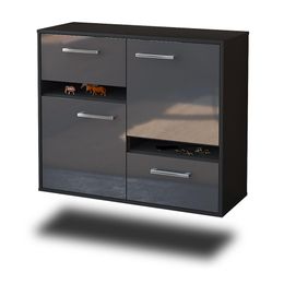 Stil.Zeit Sideboard Irvine | Korpus Anthrazit | Grau hängend mit Griffen (92x79x35cm)