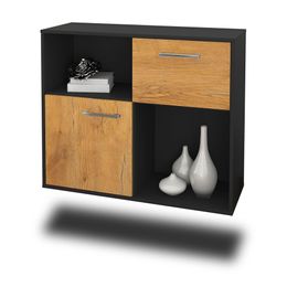 Stil.Zeit Sideboard Shreveport | Korpus Anthrazit | Eiche hängend mit Griffen (92x79x35cm)