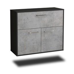 Stil.Zeit Sideboard Irving | Korpus Anthrazit | Beton hängend mit Griffen (92x79x35cm)