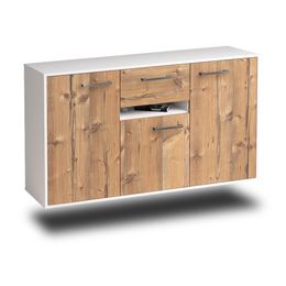 Stil.Zeit Sideboard Hampton | Korpus Weiß | Pinie hängend mit Griffen (136x79x35cm)