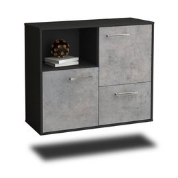 Stil.Zeit Sideboard Boise | Korpus Anthrazit | Beton hängend mit Griffen (92x79x35cm)