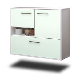 Stil.Zeit Sideboard Santa Clarita | Korpus Weiß | Mint hängend mit Griffen (92x79x35cm)