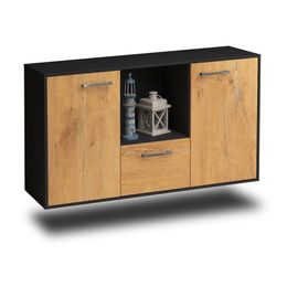 Stil.Zeit Sideboard Garden Grove | Korpus Anthrazit | Eiche hängend mit Griffen (136x79x35cm)