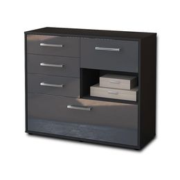 Stil.Zeit Sideboard Coco | Korpus Anthrazit | Grau mit Griffen (92x79x35cm)