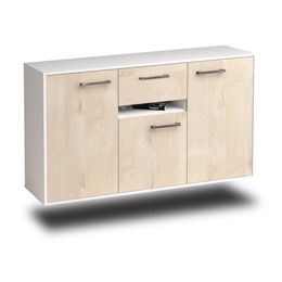 Stil.Zeit Sideboard Hampton | Korpus Weiß | Zeder hängend mit Griffen (136x79x35cm)