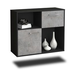 Stil.Zeit Sideboard Shreveport | Korpus Anthrazit | Beton hängend mit Griffen (92x79x35cm)