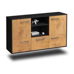 Stil.Zeit Sideboard Grand Prairie | Korpus Anthrazit | Eiche hängend mit Griffen (136x79x35cm)