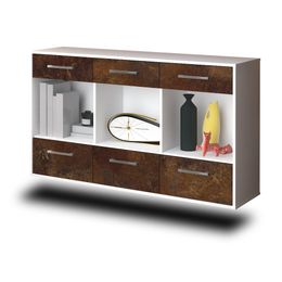 Stil.Zeit Sideboard Torrance | Korpus Weiß | Rost hängend mit Griffen (136x79x35cm)