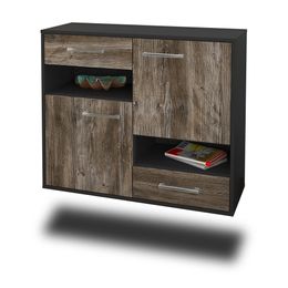 Stil.Zeit Sideboard Spokane | Korpus Anthrazit | Treibholz hängend mit Griffen (92x79x35cm)