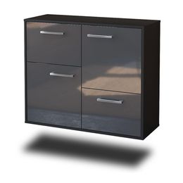 Stil.Zeit Sideboard Fremont | Korpus Anthrazit | Grau hängend mit Griffen (92x79x35cm)