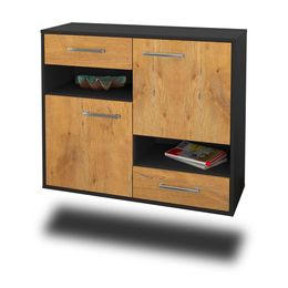 Stil.Zeit Sideboard Spokane | Korpus Anthrazit | Eiche hängend mit Griffen (92x79x35cm)