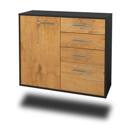 Stil.Zeit Sideboard Tacoma | Korpus Anthrazit | Eiche hängend mit Griffen (92x79x35cm)