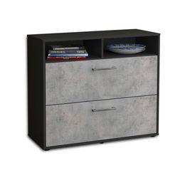 Stil.Zeit Sideboard Cosma | Korpus Anthrazit | Beton mit Griffen (92x79x35cm)